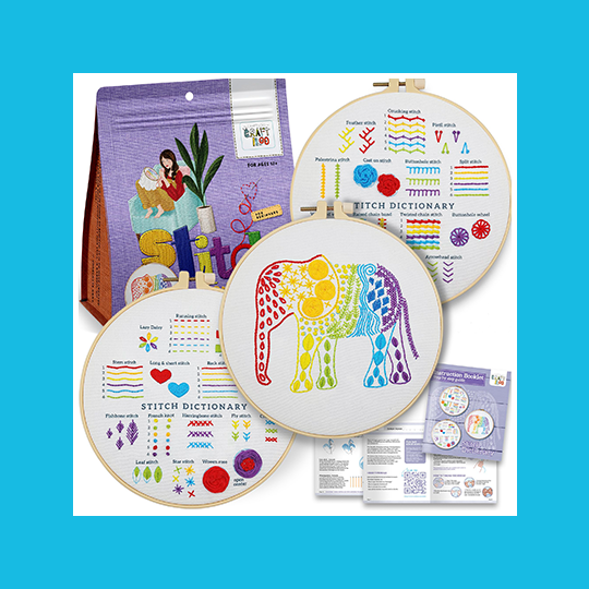 Elephant Embroidery Kit – Stamped Designs for Beginners & Adults ...