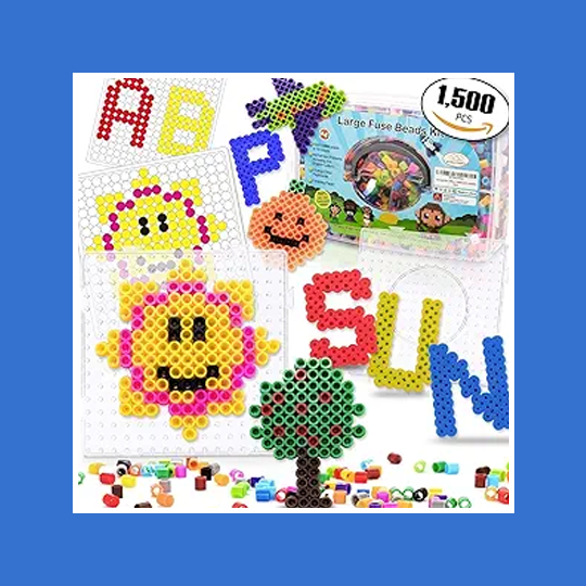Large 10mm Fuse Beads Kit – 1,500 Beads with Pegboard & 48 Patterns ...